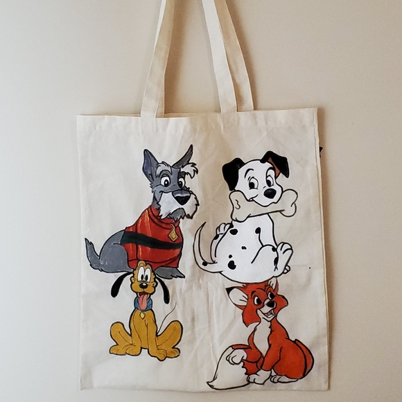Disney | Bags | Hand Painted Tote Bag Disney Dogs Pluto Scottie | Poshmark